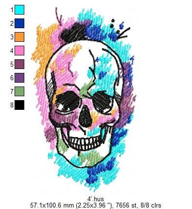 Skull Machine Embroidery Designsskull Embroidery | Etsy