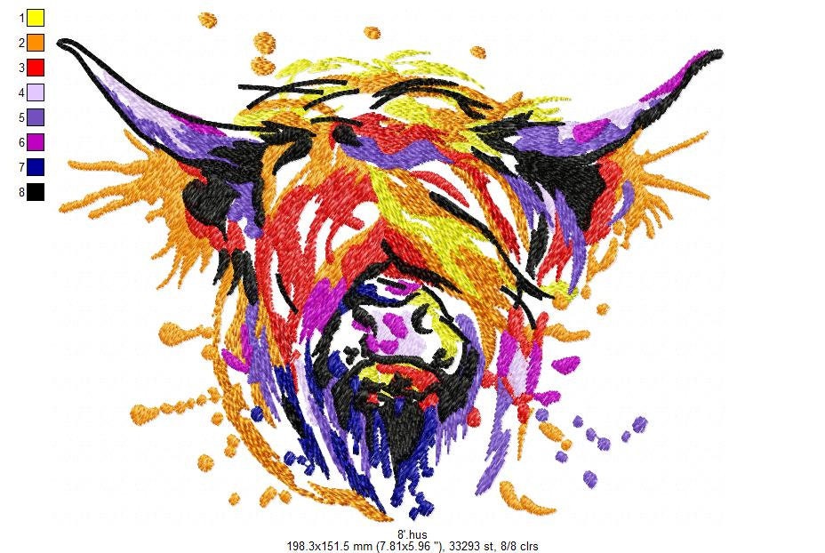 Bull Head Embroidery Design Animal Machine Embroidery Design - Etsy