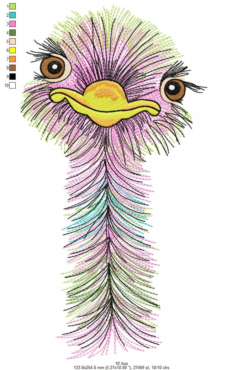 Ostrich Machine Embroidery Design Ostrich Embroidery File | Etsy