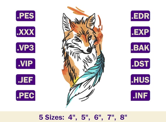 Fox Machine Embroidery Designsfox Embroidery Designsfox | Etsy