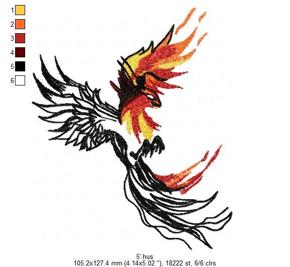 Phoenix Machine Embroidery Designsphoenix Embroidery - Etsy
