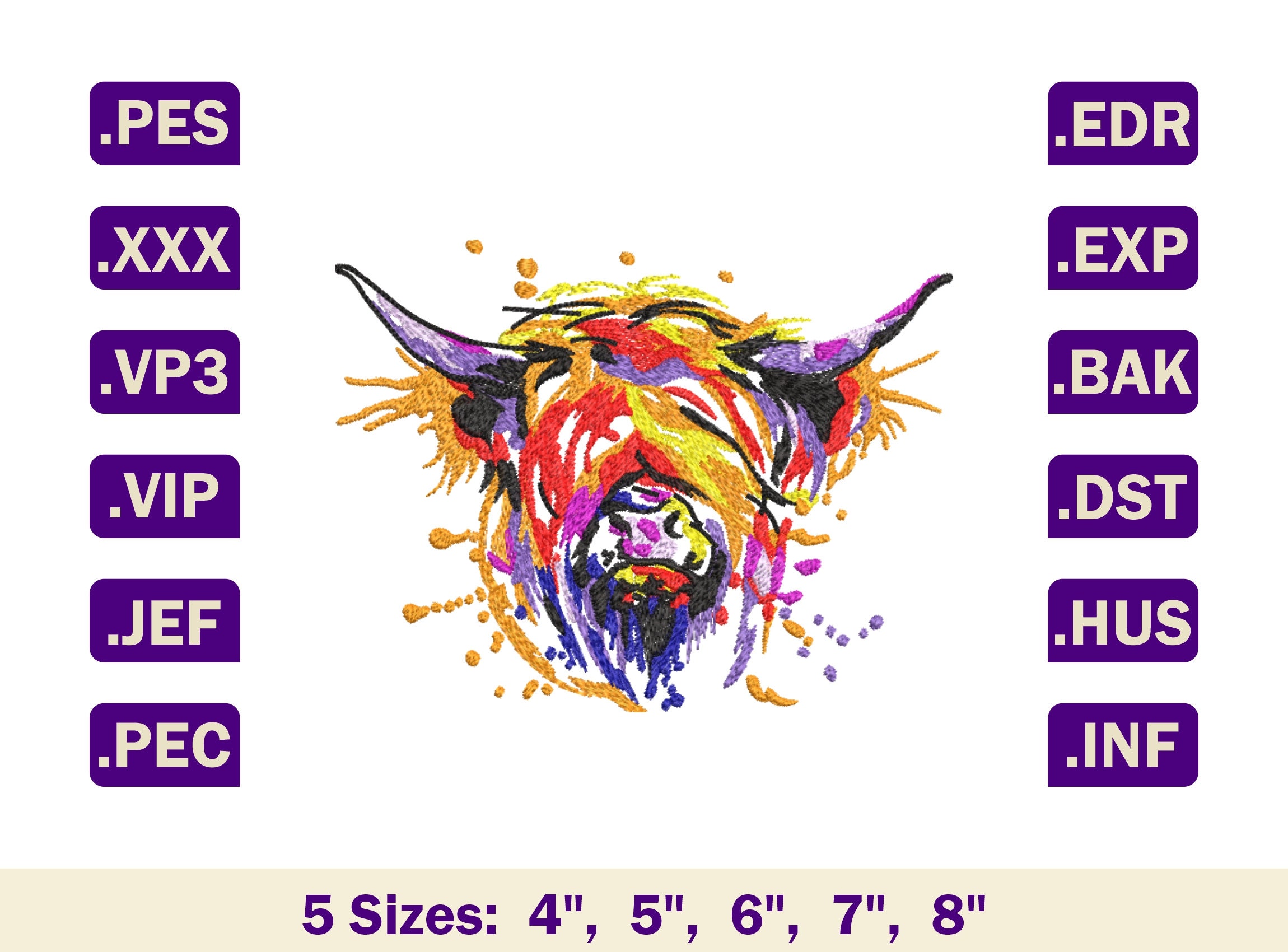 Bull Head Embroidery Design Animal Machine Embroidery Design - Etsy
