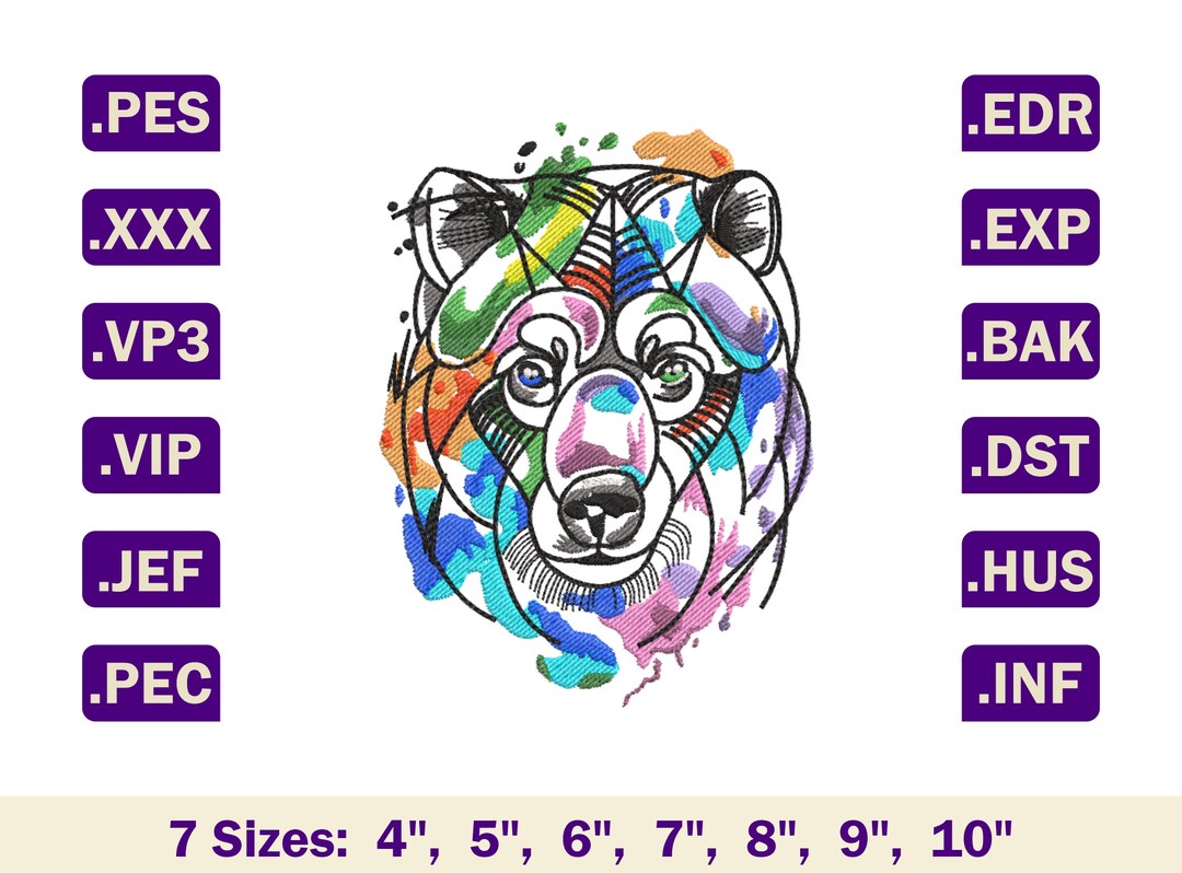 Bear Machine Embroidery Designs,bear Embroidery Designs,bear Digital ...