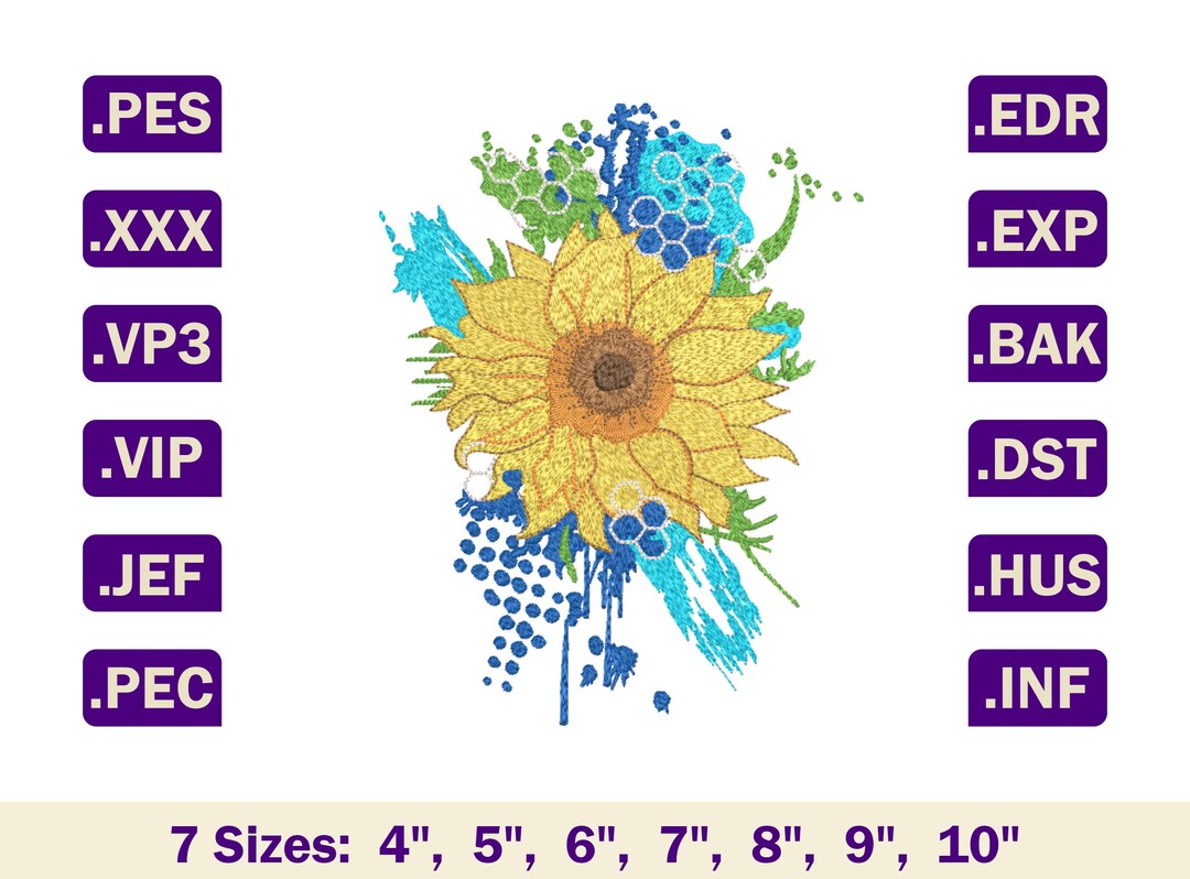 Sunflower Embroidery Designs for Machine, Sunflower Embroidery Pattern ...