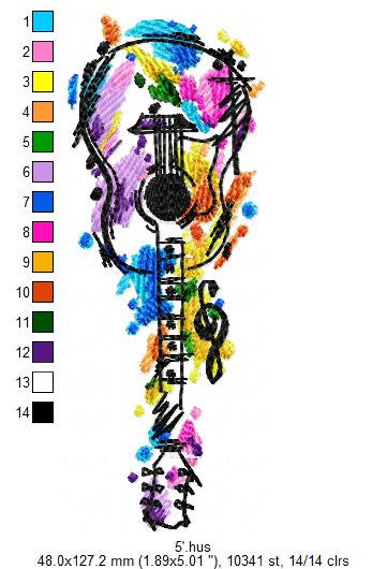 Guitar Machine Embroidery Designsguitar Embroidery - Etsy