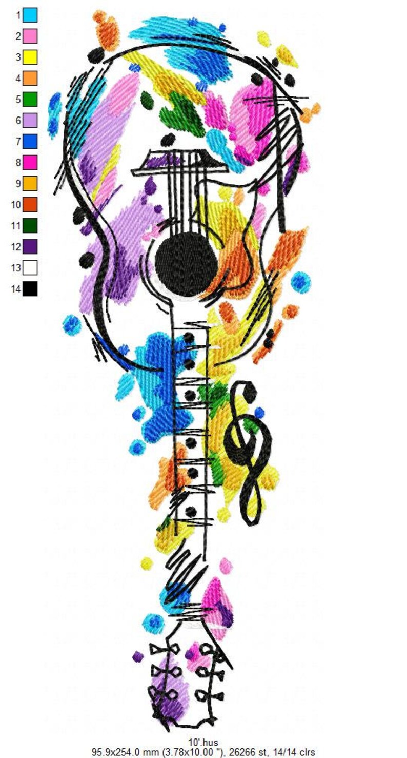 Guitar Machine Embroidery Designsguitar Embroidery - Etsy