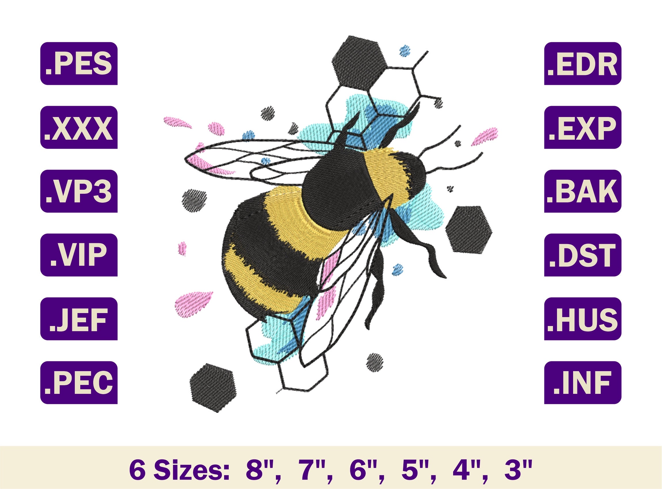 Bee Machine Embroidery Designsbee Embroidery Designsbee - Etsy