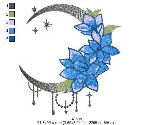 Moon Machine Embroidery Design Moon Embroidery Pattern Moon - Etsy