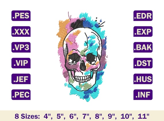 Skull Machine Embroidery Designsskull Embroidery - Etsy