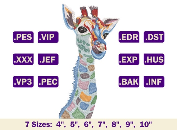 Giraffe Machine Embroidery Designsmachine Embroidery Designs | Etsy