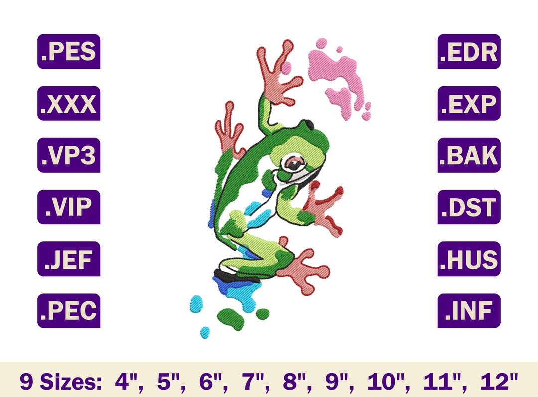 Frog Machine Embroidery Designs, Frog Embroidery Pattern, Frog ...