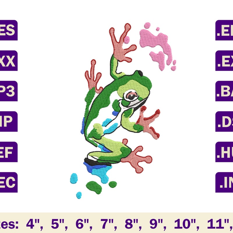 Frog Embroidery - Etsy