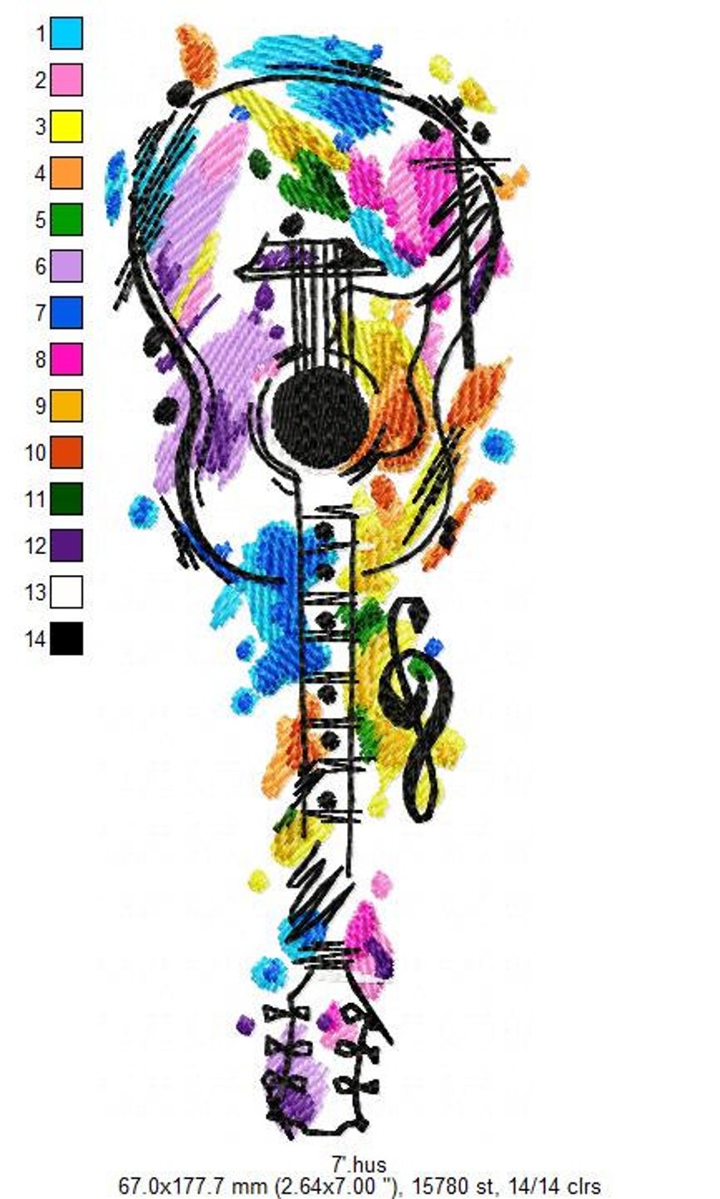 Guitar Machine Embroidery Designsguitar Embroidery - Etsy