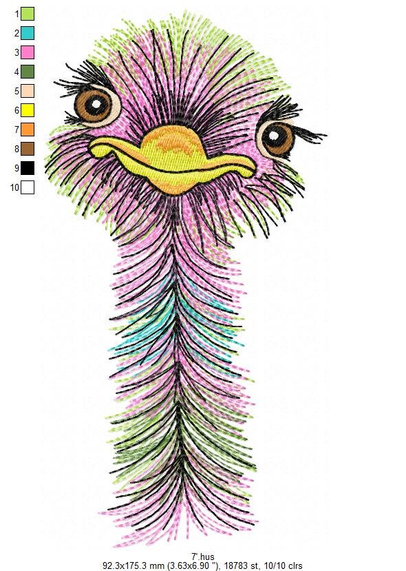 Ostrich Machine Embroidery Design Ostrich Embroidery File | Etsy