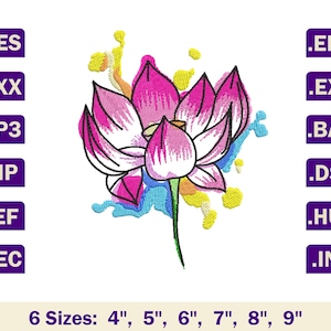 Lotus Embroidery Design, Lotus Embroidery File, Lotus Embroidery ...