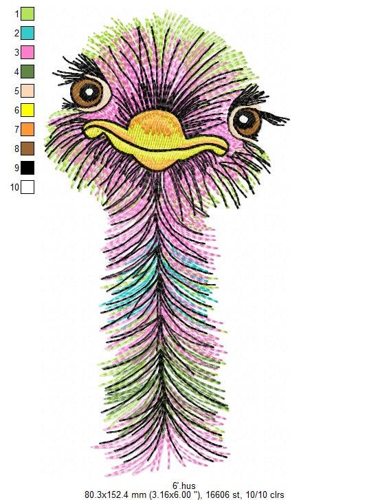 Ostrich Machine Embroidery Design Ostrich Embroidery File | Etsy