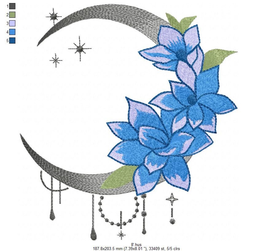 Moon Machine Embroidery Design Moon Embroidery Pattern Moon - Etsy