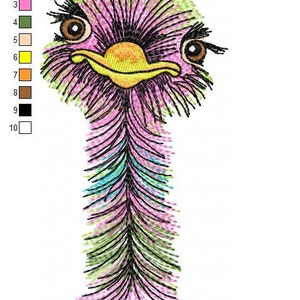 Ostrich Machine Embroidery Design, Ostrich Embroidery File, Ostrich ...