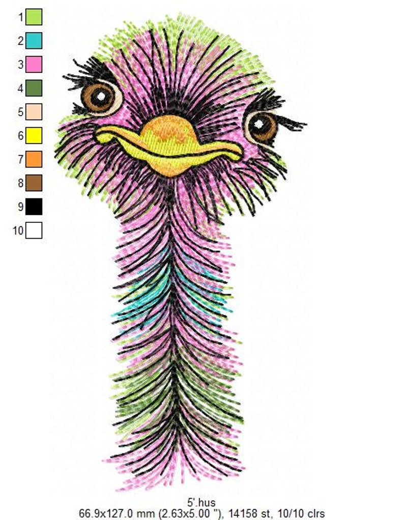 Ostrich Machine Embroidery Design Ostrich Embroidery File Etsy