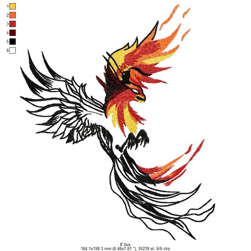 Phoenix Machine Embroidery Designsphoenix Embroidery - Etsy