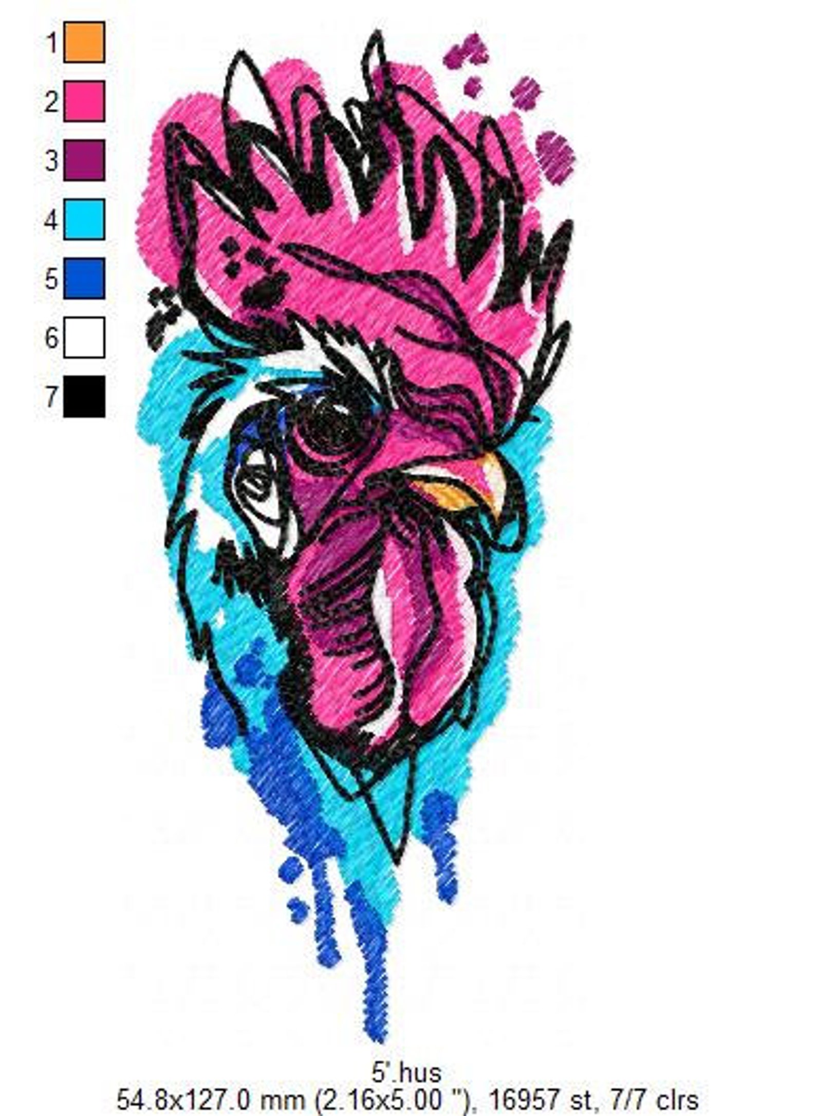 Rooster Machine Embroidery Designs, Rooster Embroidery File, Watercolor ...