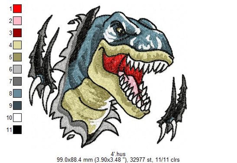 Dinosaur Machine Embroidery Design Dinosaur Embroidery File | Etsy