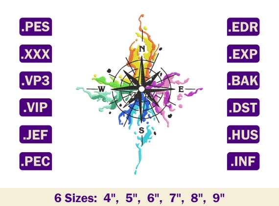 Compass Rose Embroidery Designcompass Rose Embroidery - Etsy