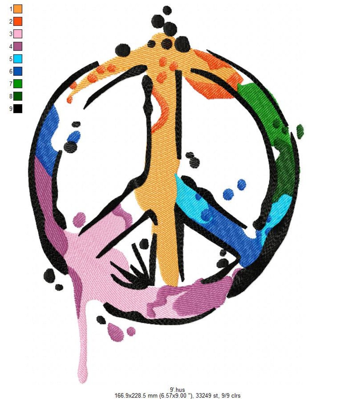 Peace Sign Embroidery Design Peace Sign Embroidery - Etsy