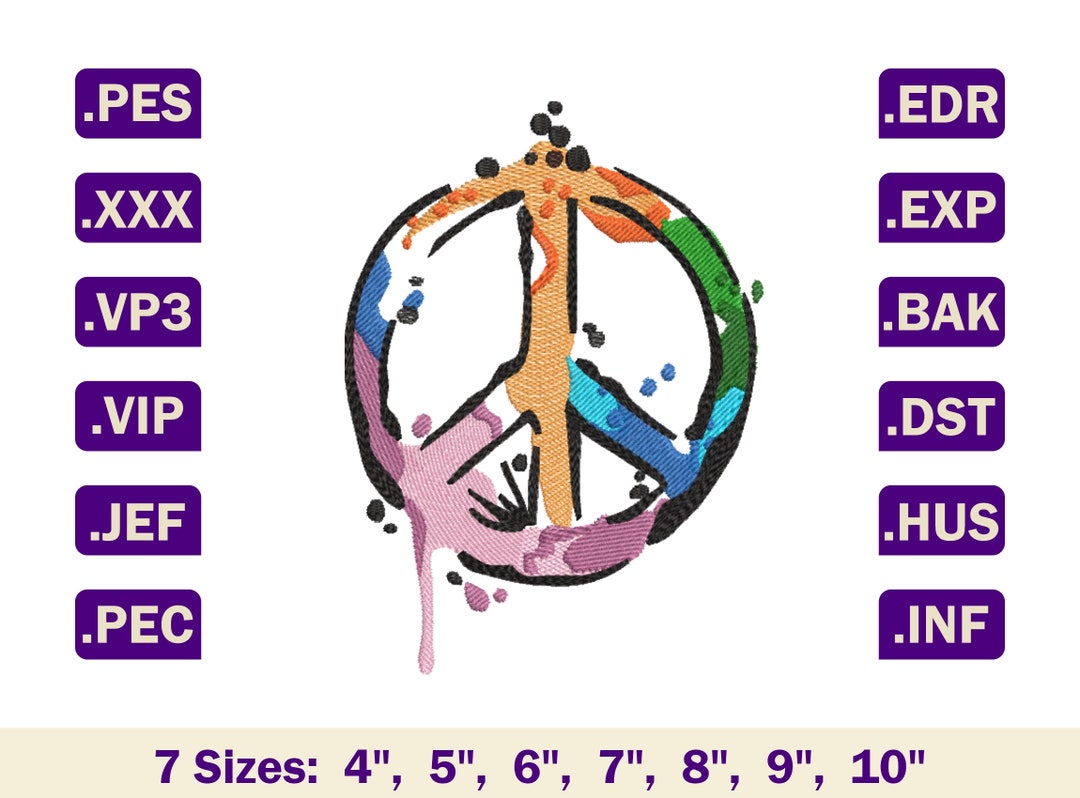 Peace Sign Embroidery Design, Peace Sign Embroidery Pattern,peace ...
