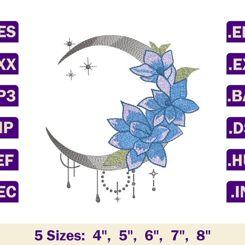 Moon Embroidery - Etsy