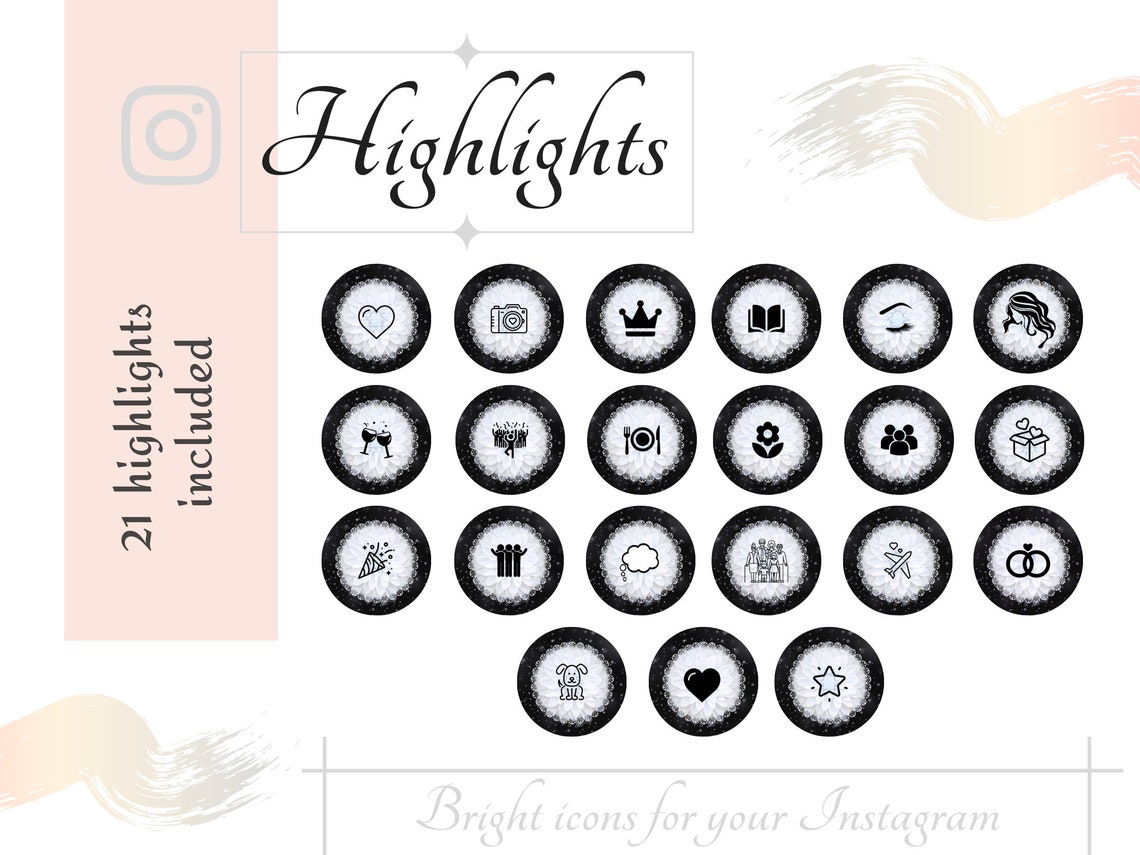 Instagram Highlight Icons Black Whiteblack Instagram Story | Etsy