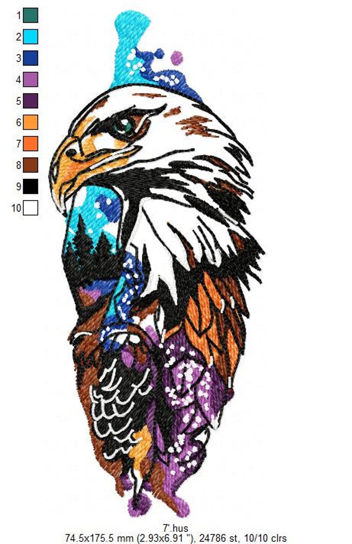 Eagle Machine Embroidery Design, Eagle Embroidery File, Bird Embroidery ...