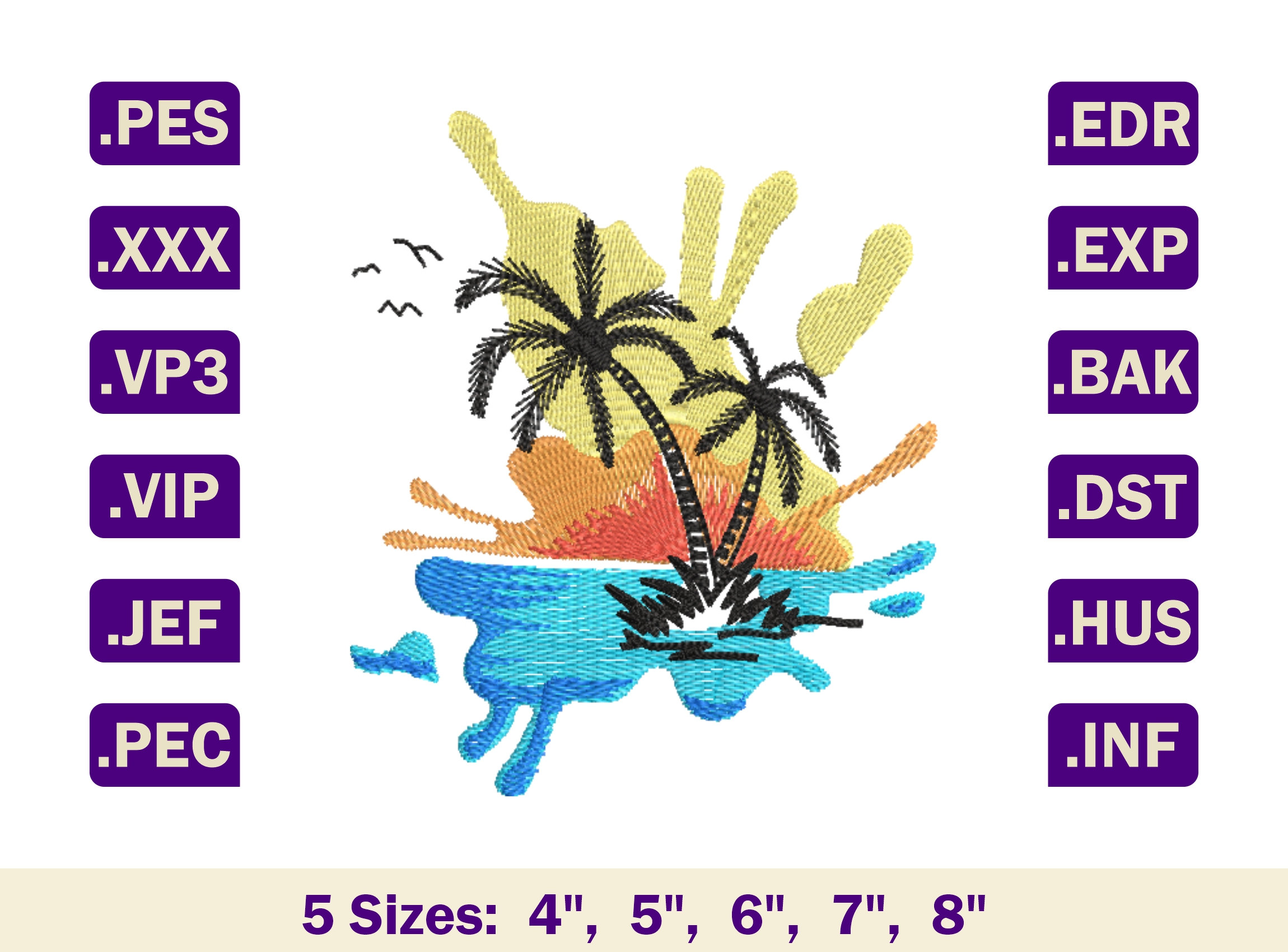 Palm Tree Machine Embroidery Designspalm Tree Embroidery - Etsy