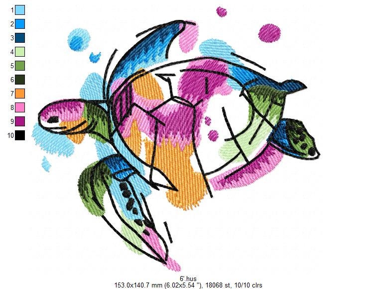 Turtle Machine Embroidery Designsturtle Embroidery - Etsy