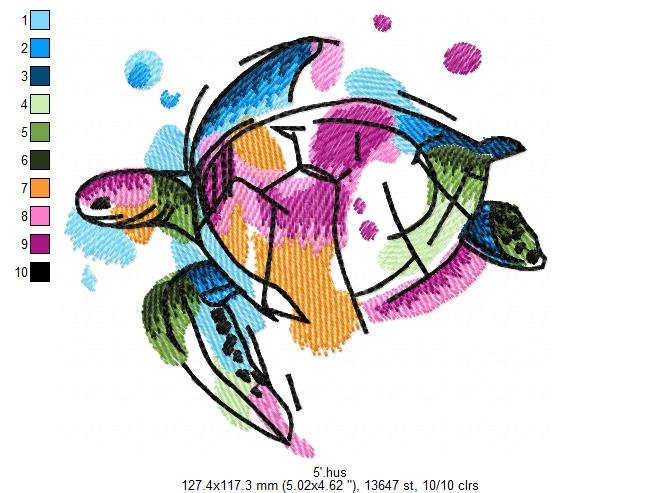 Turtle Machine Embroidery Designsturtle Embroidery - Etsy