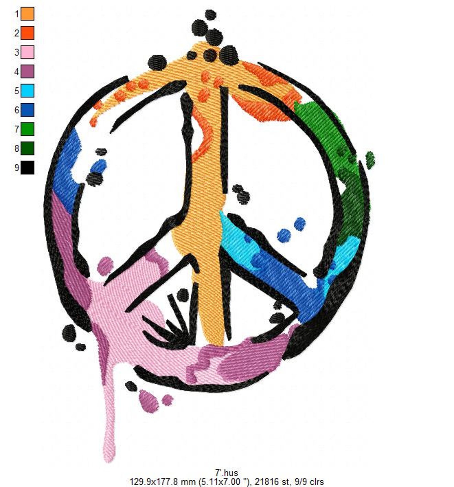 Peace Sign Embroidery Design Peace Sign Embroidery - Etsy