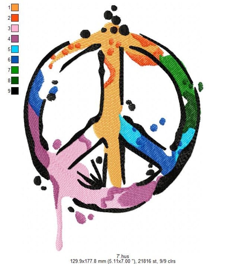 Peace Sign Embroidery Design Peace Sign Embroidery - Etsy