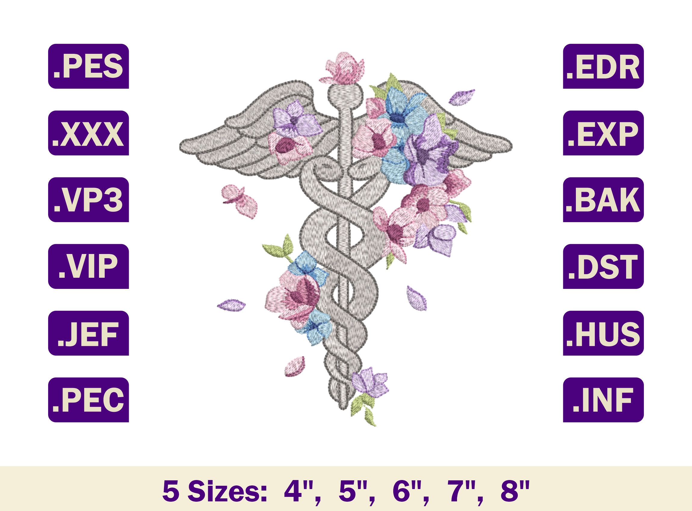 Caduceus Embroidery Design Medical Embroidery Designs - Etsy