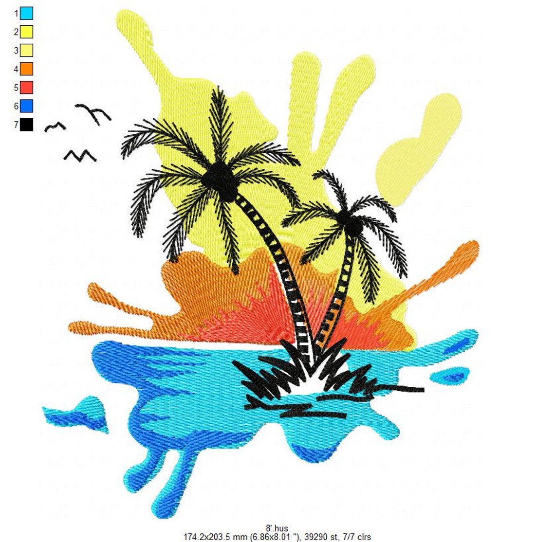 Palm Tree Machine Embroidery Designspalm Tree Embroidery - Etsy