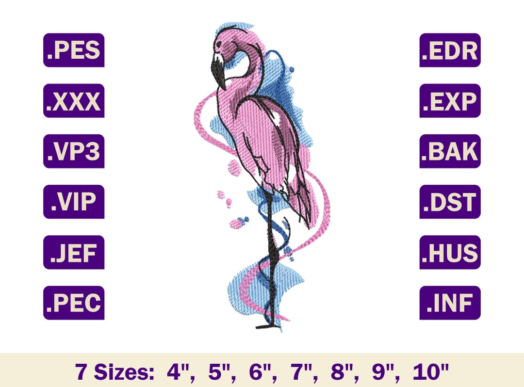 Flamingo Machine Embroidery Design, Flamingo Embroidery File, Flamingo ...