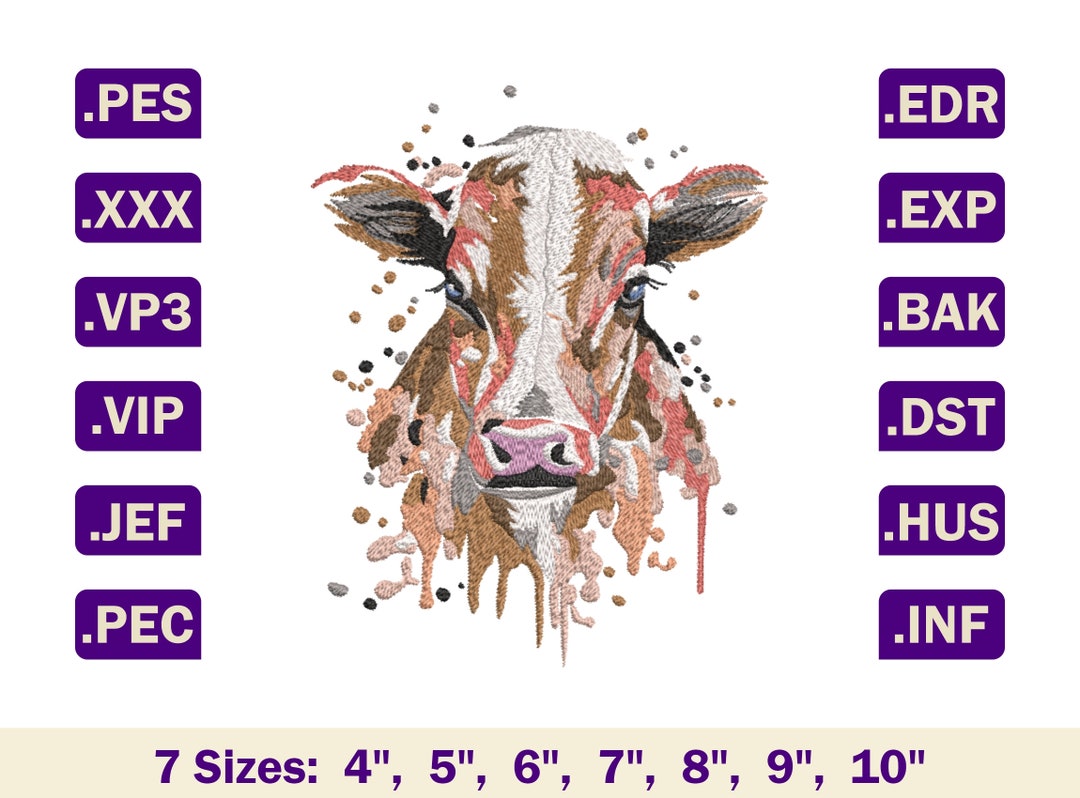 Cow Machine Embroidery Designs, Cow Embroidery Pattern, Cow Embroidery ...