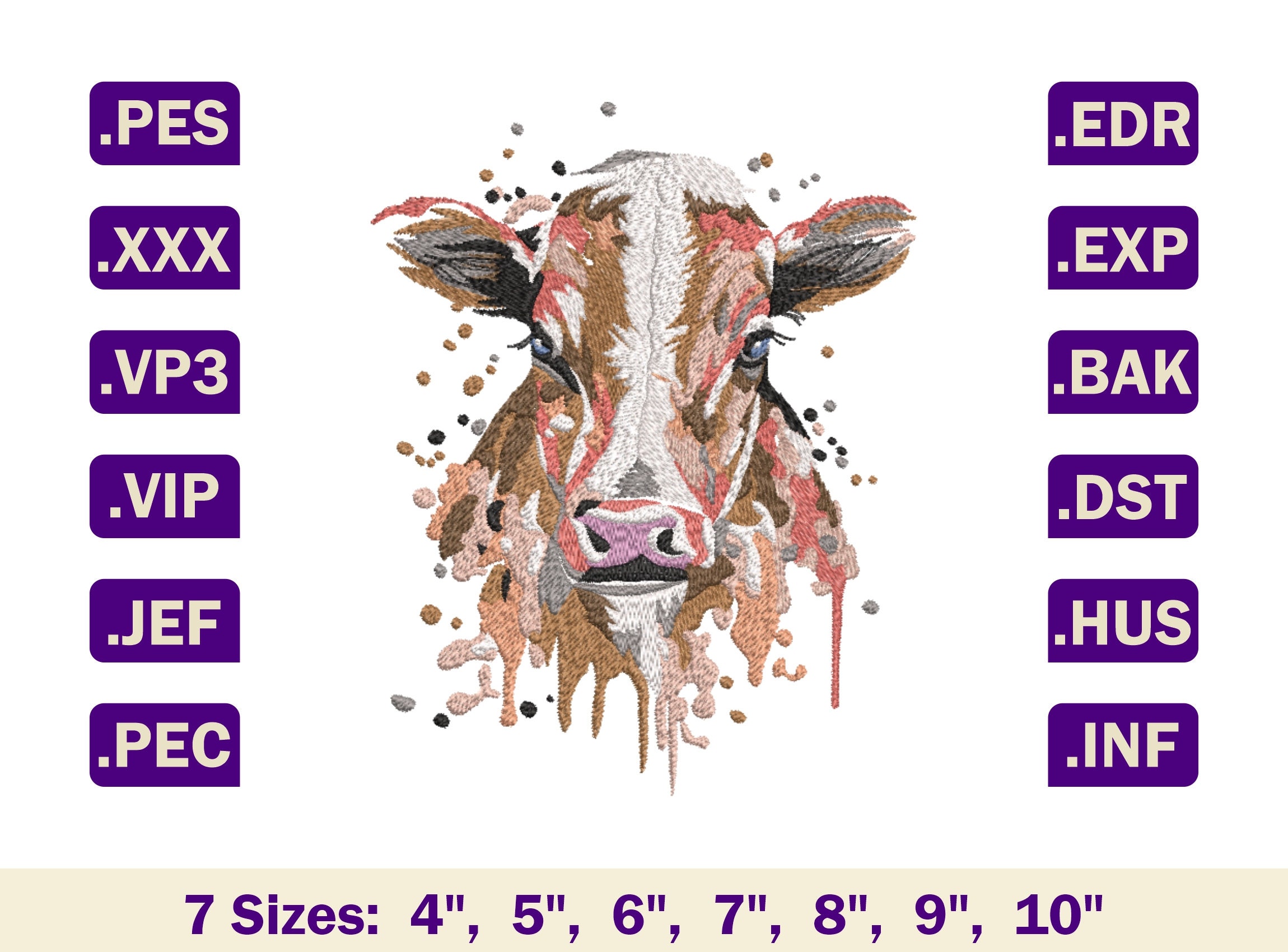 Cow Machine Embroidery Designs Cow Embroidery Pattern Cow - Etsy