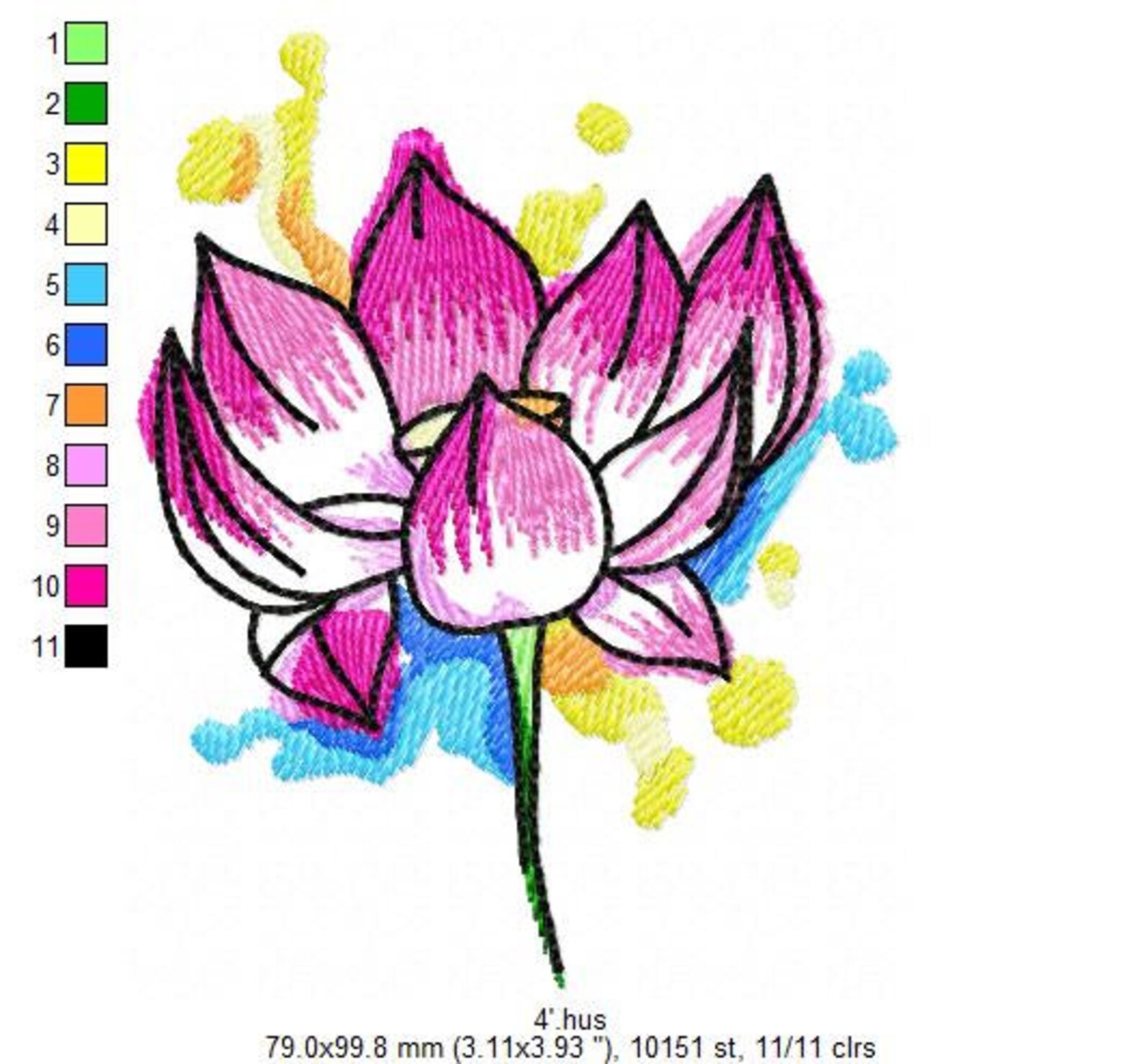 Lotus Embroidery Design Lotus Embroidery File Lotus - Etsy