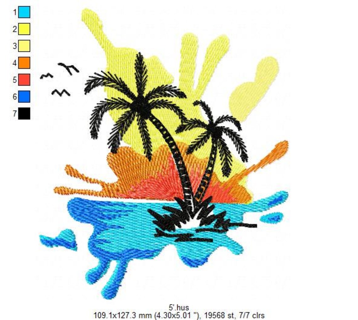 Palm Tree Machine Embroidery Designspalm Tree Embroidery - Etsy