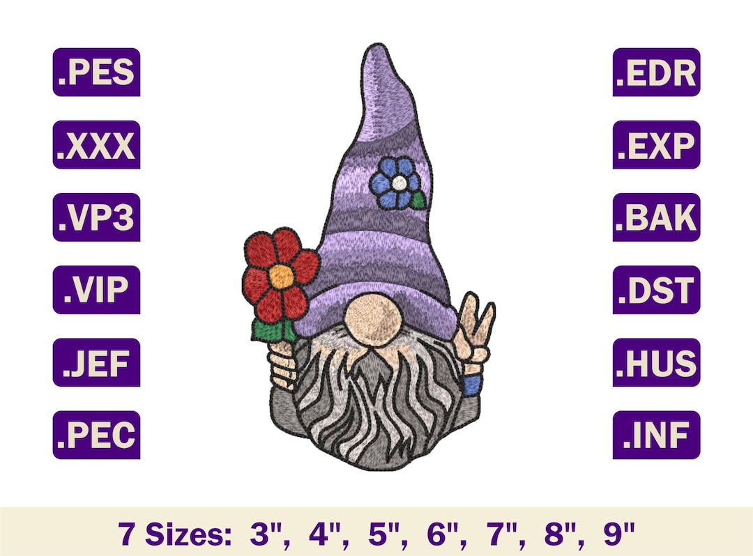 Gnome Embroidery Designs for Machine, Gnome Embroidery Patterns,gnome ...