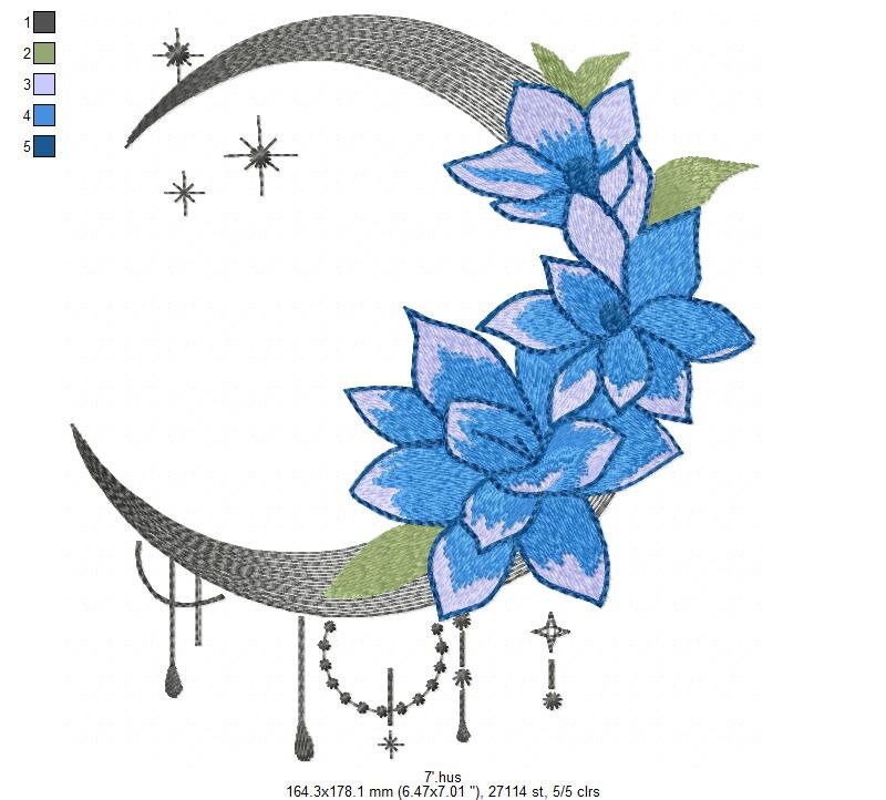 Moon Machine Embroidery Design Moon Embroidery Pattern Moon - Etsy