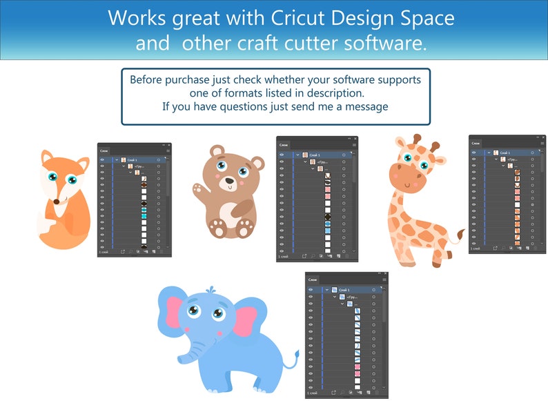 Cute Animals Svganimal Clipartzoo Svgelephant Svgpig | Etsy