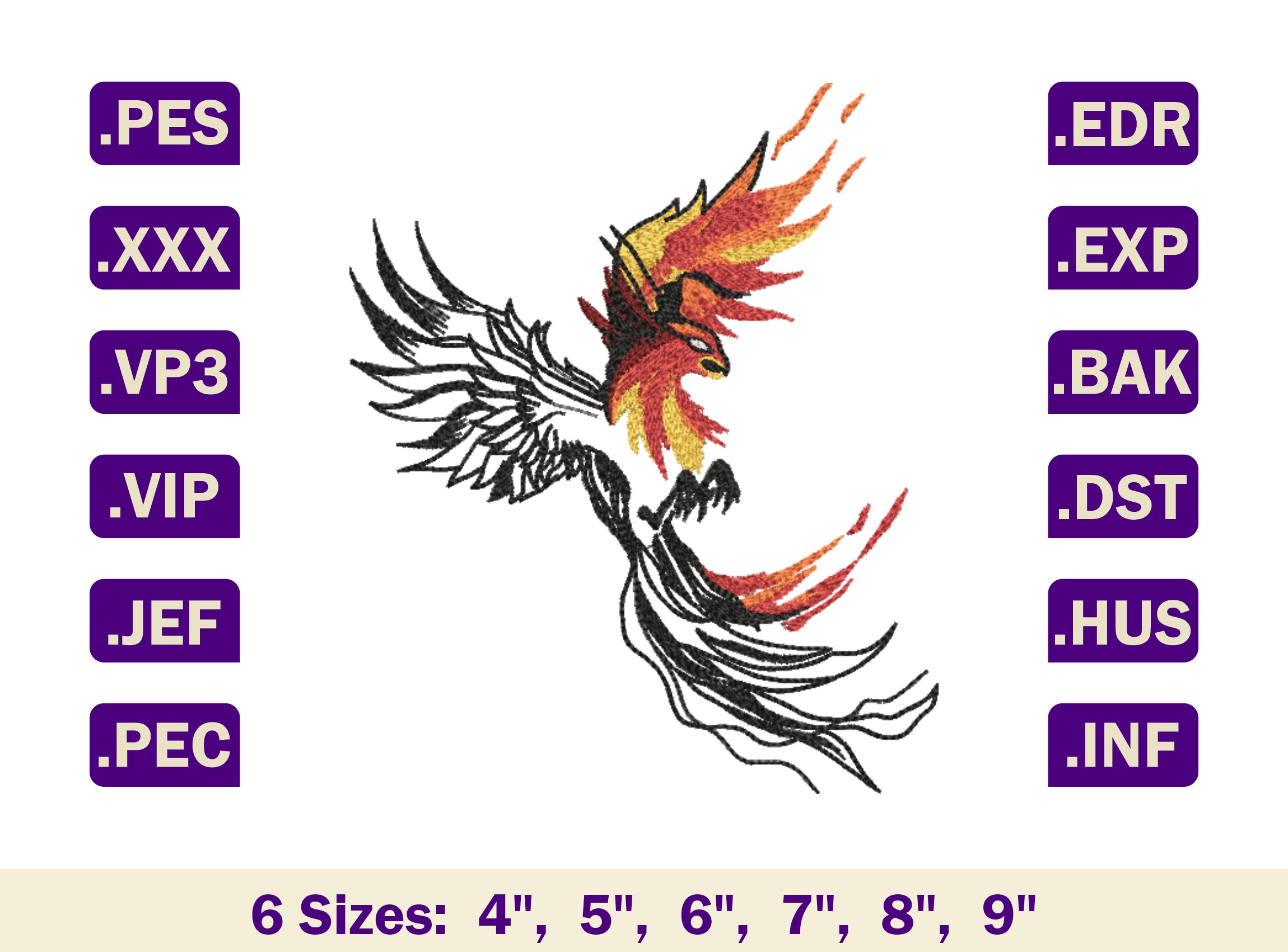 Phoenix Machine Embroidery Designsphoenix Embroidery - Etsy