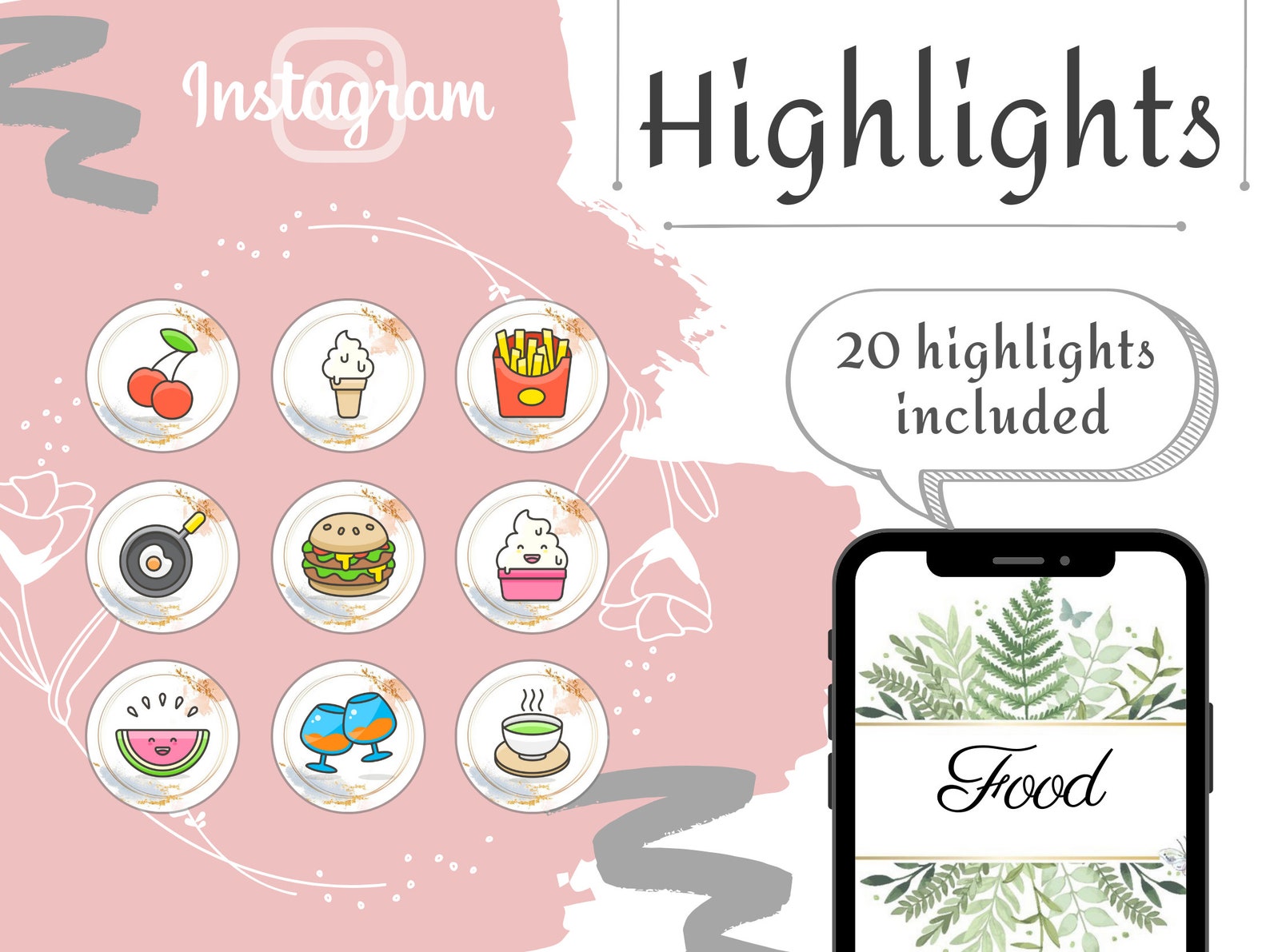 Food Instagram Story Highlight Iconsinstagram Highlight - Etsy