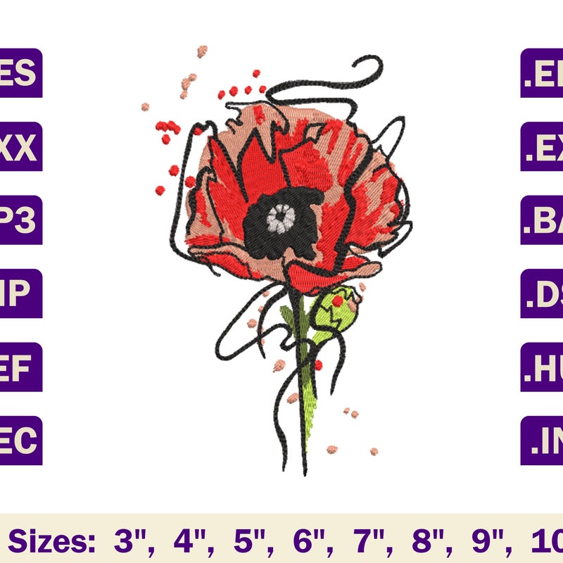 Poppy Embroidery Pattern - Etsy